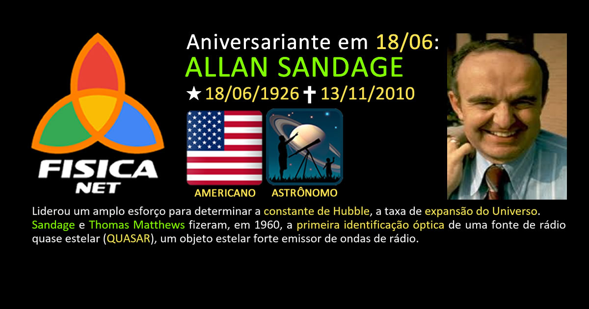 Em 18/06: ALLAN SANDAGE - Biografias